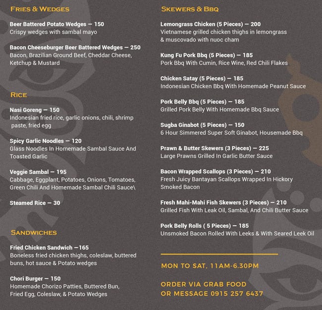 Menu at Draft Punk pub & bar, Cebu City