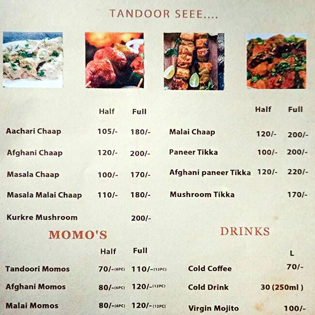 Menu of Street Snax, Sadar Bazar, New Delhi
