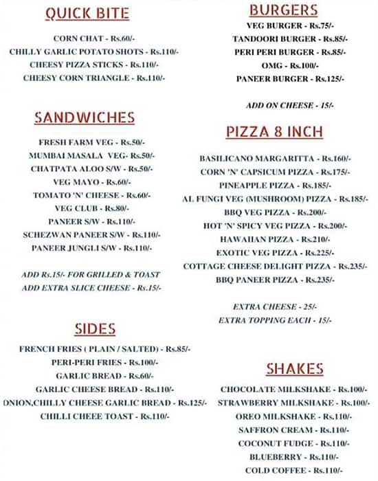 Menu of Friends Cafe, Dombivali East, Thane