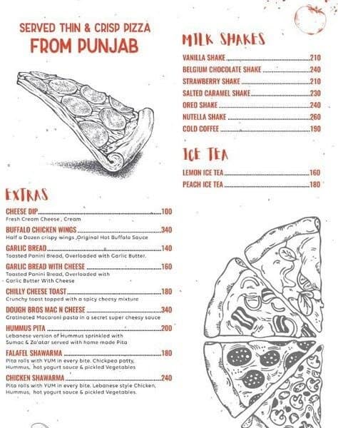 Menu of Dough Bros Pizza, Bund Garden Road, Pune