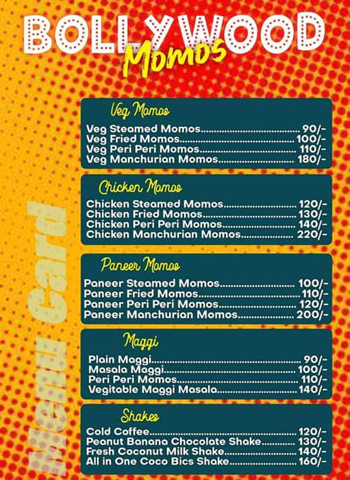 Menu of Bollywood Momos, Kothrud, Pune