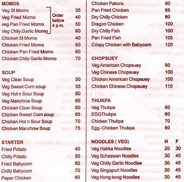 Menu at Green Chillies, Kolkata, 84/2, Chandi Ghosh Rd