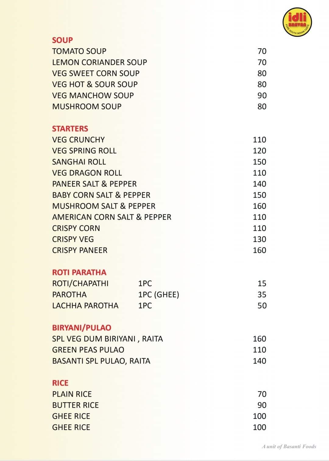 Menu at IDLI BHAVAN, Bhubaneswar, Ground Floor