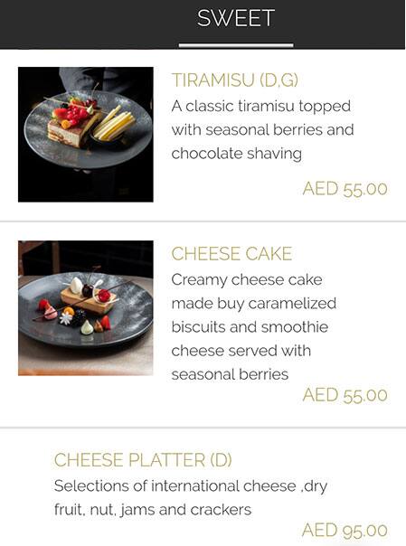 Menu at Impressions Bar at Anantara Eastern Mangroves Hotel, Abu Dhabi