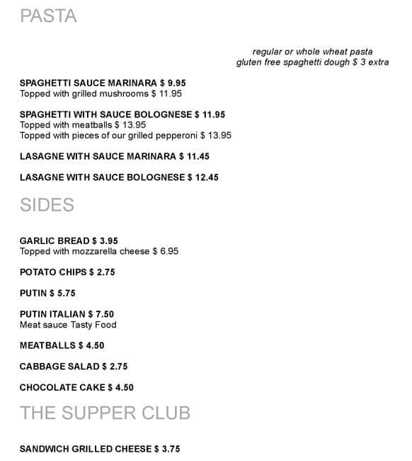 Menu at Tasty Food Pizza pizzeria, Montréal, Decarie Blvd