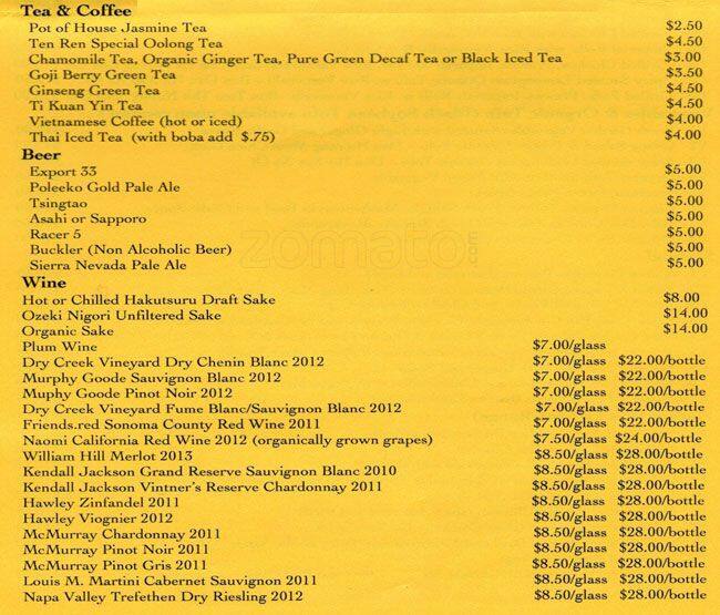 Menu at GoJi Kitchen restaurant, Santa Rosa