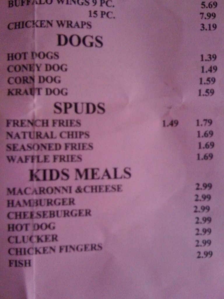 Menu at Dairy Sweet Drive Up restaurant, Grabill