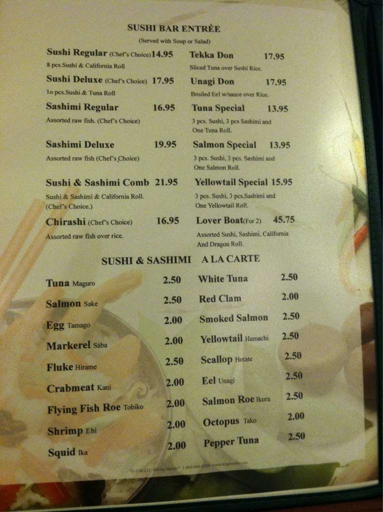 Menu at Overseas Asian Bistro restaurant, Suffern