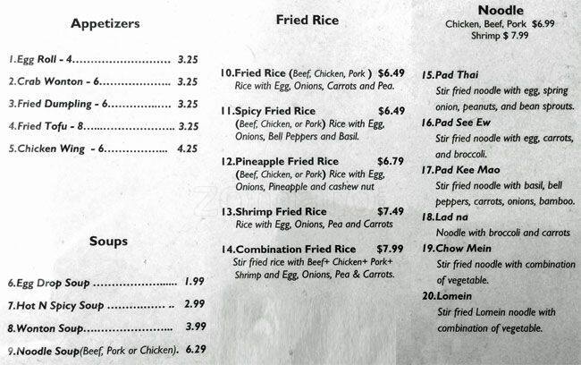 Menu at Thai Taste Thai & Chinese Restaurant, Roland