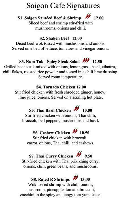 Menu at Saigon Cafe, Austin, Hudson Bend Rd B