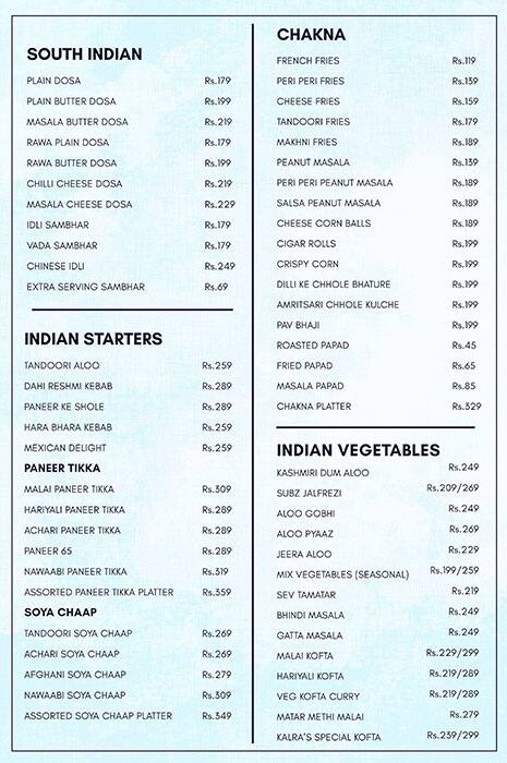 Menu of KA10 Kitchen, Raja Park, Jaipur
