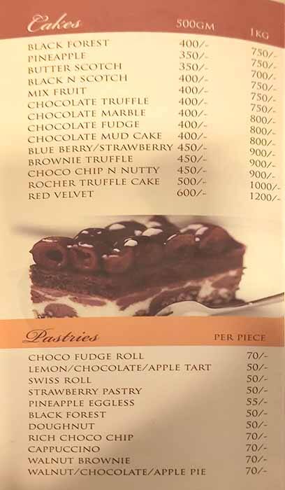 Menu of Fnp Cakes 'N' More, Vashi, Navi Mumbai