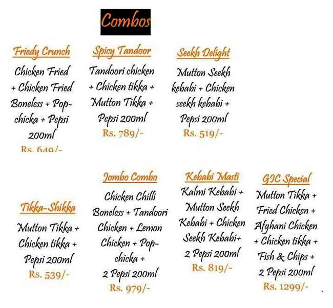 Menu at Great Indian Chicken, Udaipur
