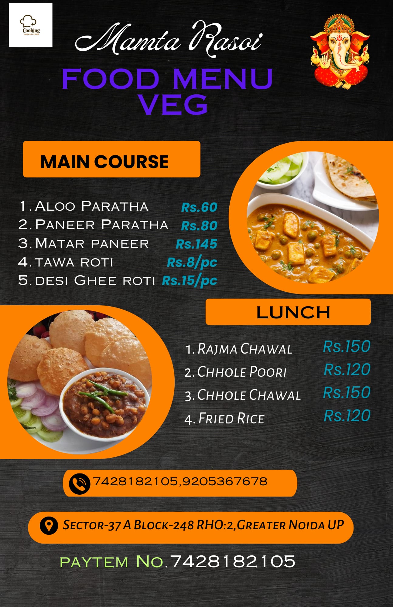 Menu of Mamta Rasoi, Sigma 2, Greater Noida