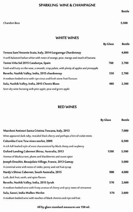 Menu at STAX Bar - Hyatt Regency Mumbai, Mumbai