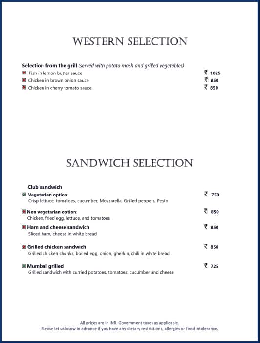 Menu at STAX Bar - Hyatt Regency Mumbai, Mumbai