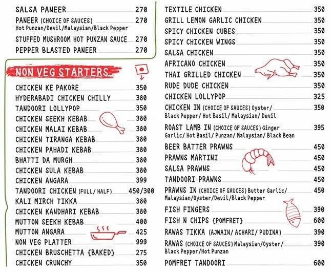 Menu at Rude Lounge, Navi Mumbai, Grond Floor