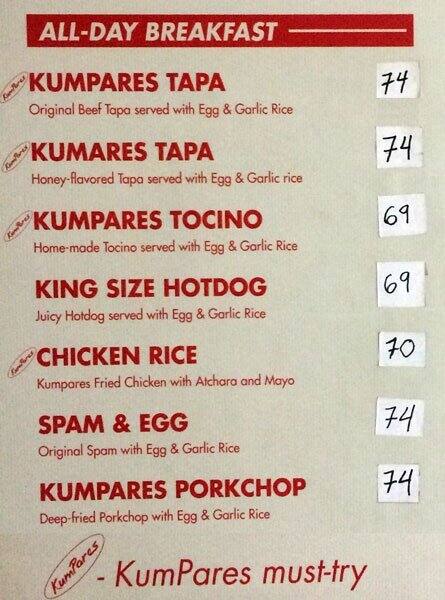 Menu at Kumpares restaurant, Manila, Onyx Pedro Gil