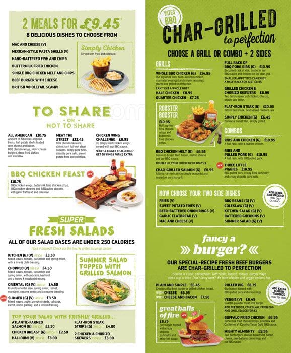 Menu at Yates Manchester pub & bar, Manchester, 49 Portland St