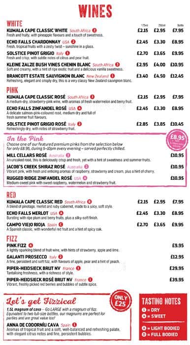 Menu at Yates Manchester pub & bar, Manchester, 49 Portland St