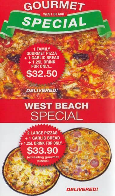 Menu at West Beach Pizza Bar, West Beach