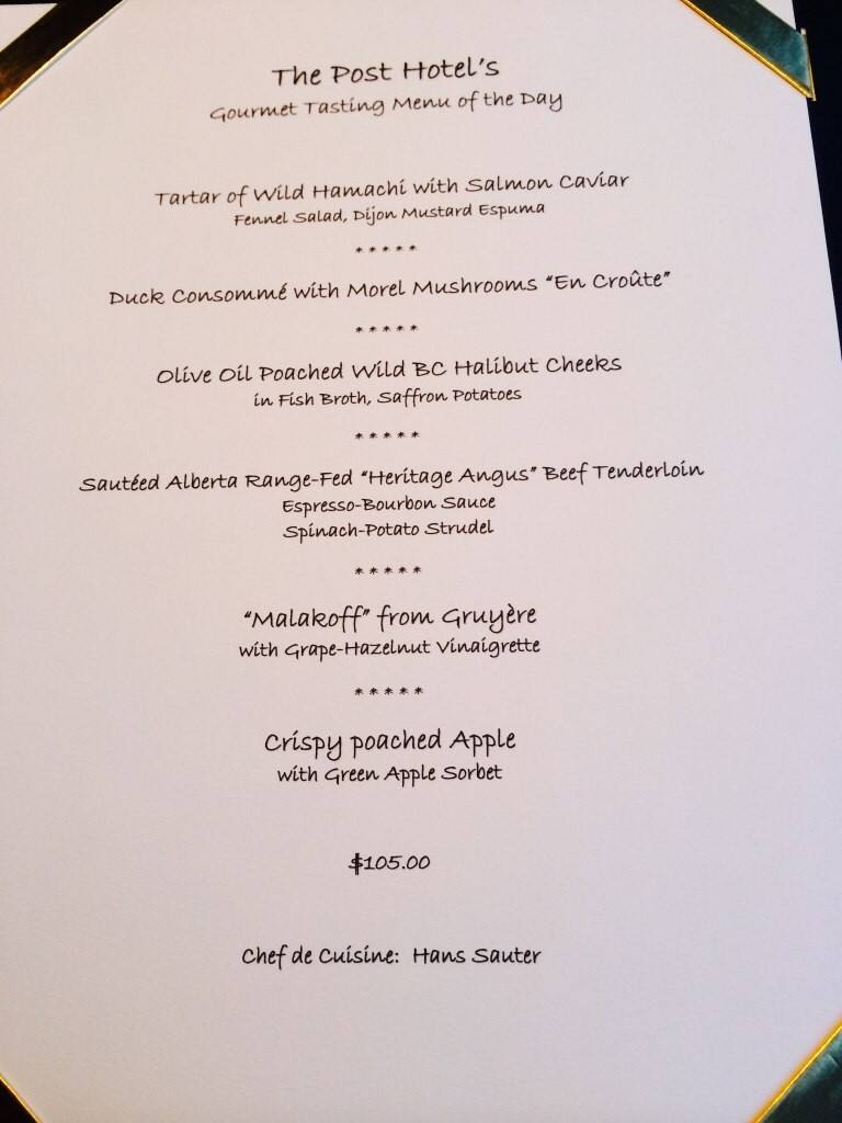 Menu at Post Hotel Dining Room Lake Louise restaurant, Lake Louise, 200 ...