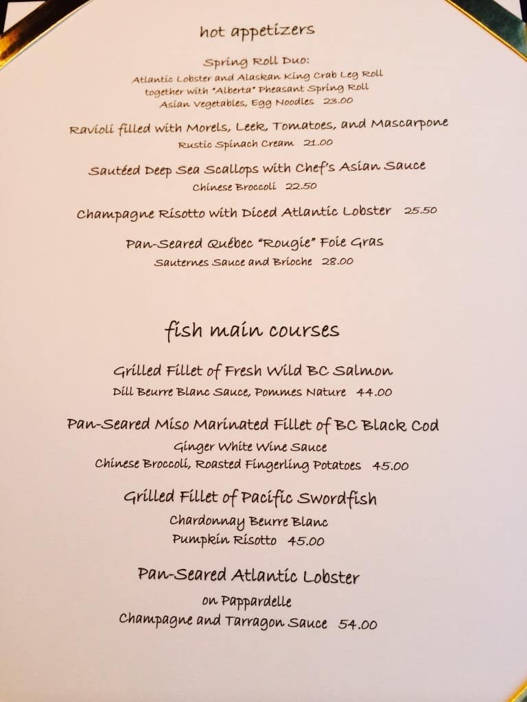 Menu at Post Hotel Dining Room Lake Louise restaurant, Lake Louise, 200 ...