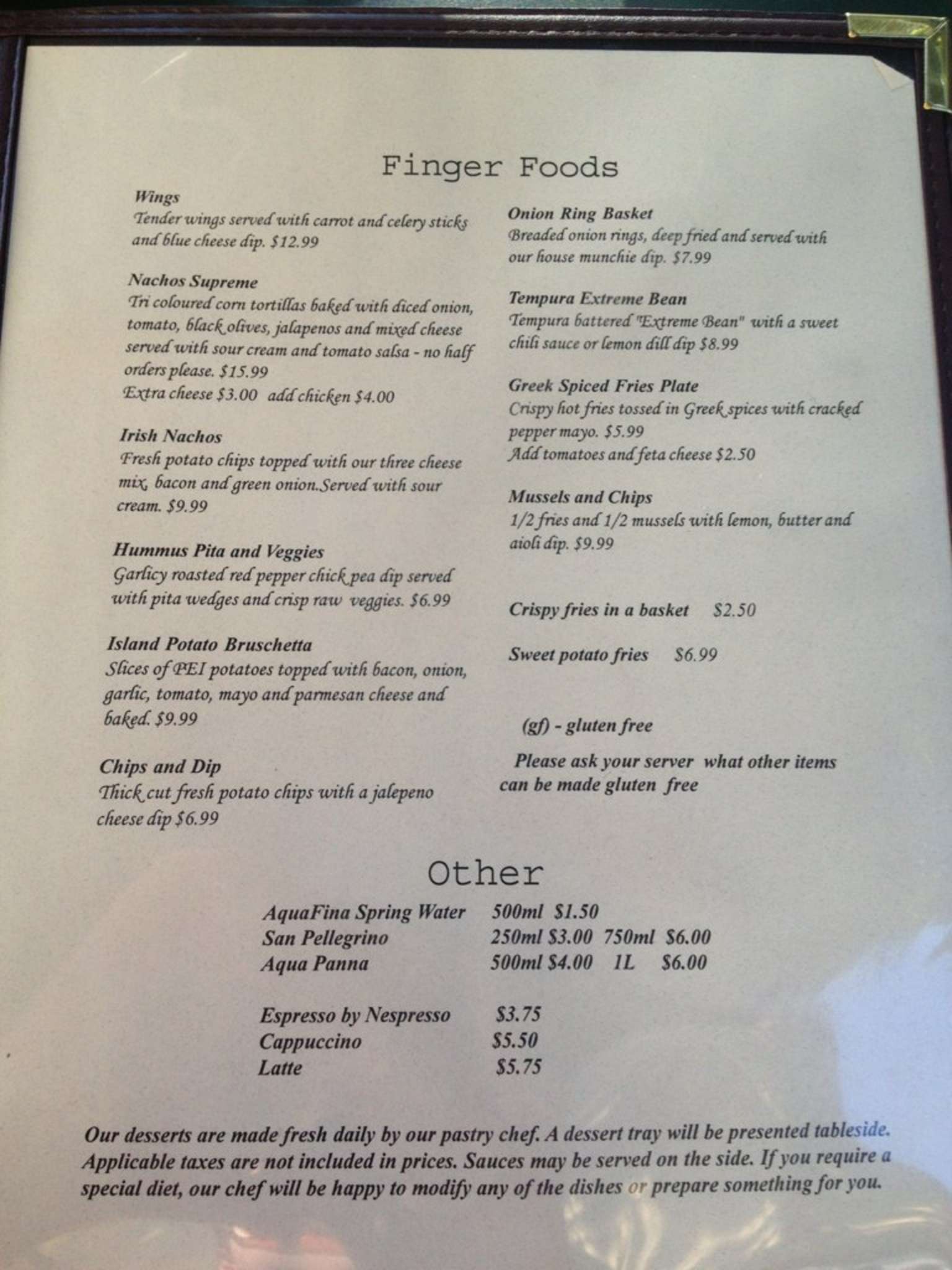 Dundee Arms Inn Menu, Menu for Dundee Arms Inn, Charlottetown ...