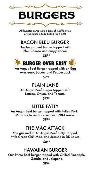 Menu at Dirty Dogs pub & bar, San Marcos