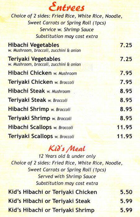 Menu at Hokkaido Japanese Express restaurant, Concord, 1497 Concord Pkwy N