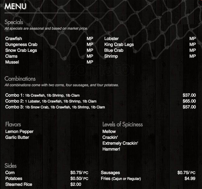 Menu at Crackin' Crawfish restaurant, Charlotte, 440 E McCullough Dr #230