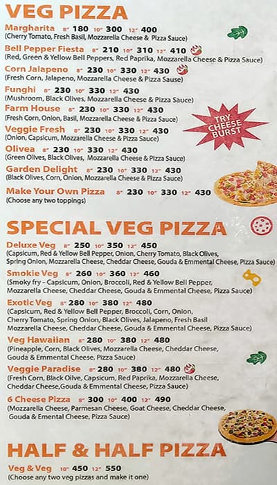 Menu of Pizza Castle, Matunga East, Mumbai