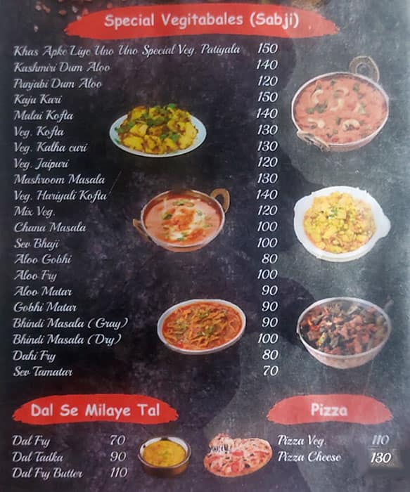 Menu at UNO UNO RESTAURANT &CHINESE CORNER, Udaipur