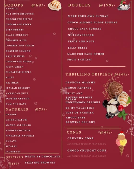 Menu of Scoop Up, Khairatabad, Hyderabad