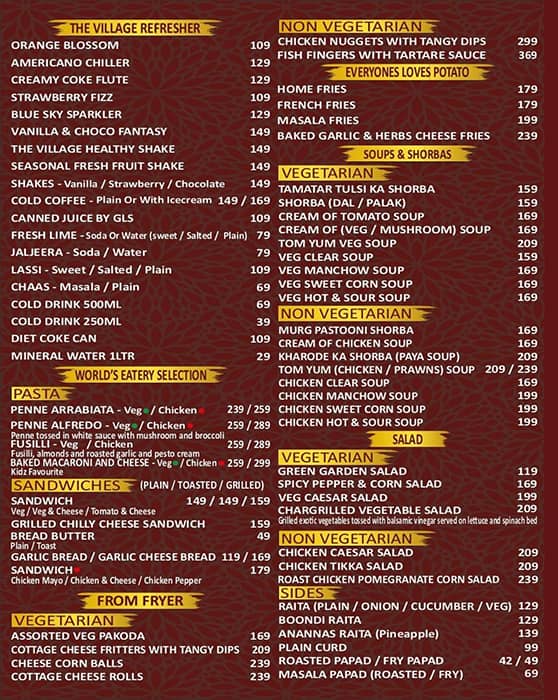 Menu of The Village Curry, Ulwe, Navi Mumbai