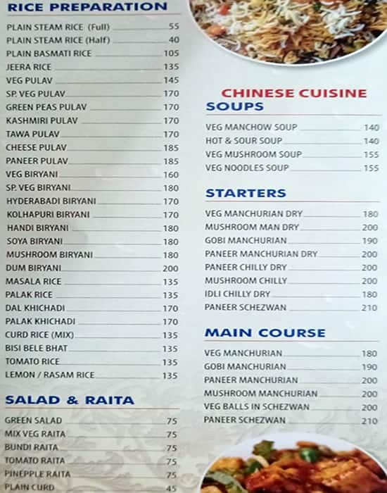Menu of Madras Cafe, Colaba, Mumbai