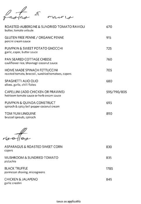 Menu at Pali Village Café, Mumbai, 10 Adarsh Nagar