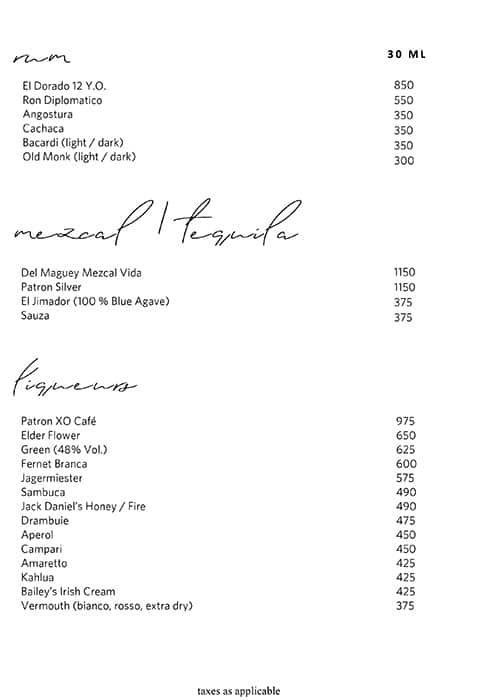 Menu at Pali Village Café, Mumbai, 10 Adarsh Nagar