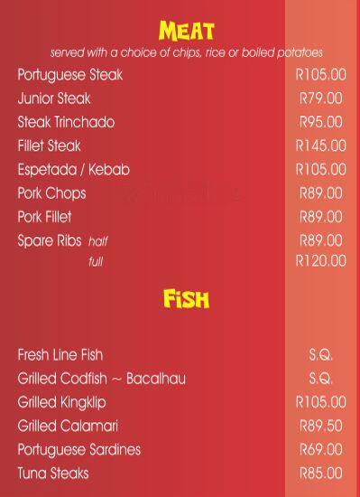 Menu at A Churrasqueira restaurant, New Redruth, 64 Hennie Alberts St