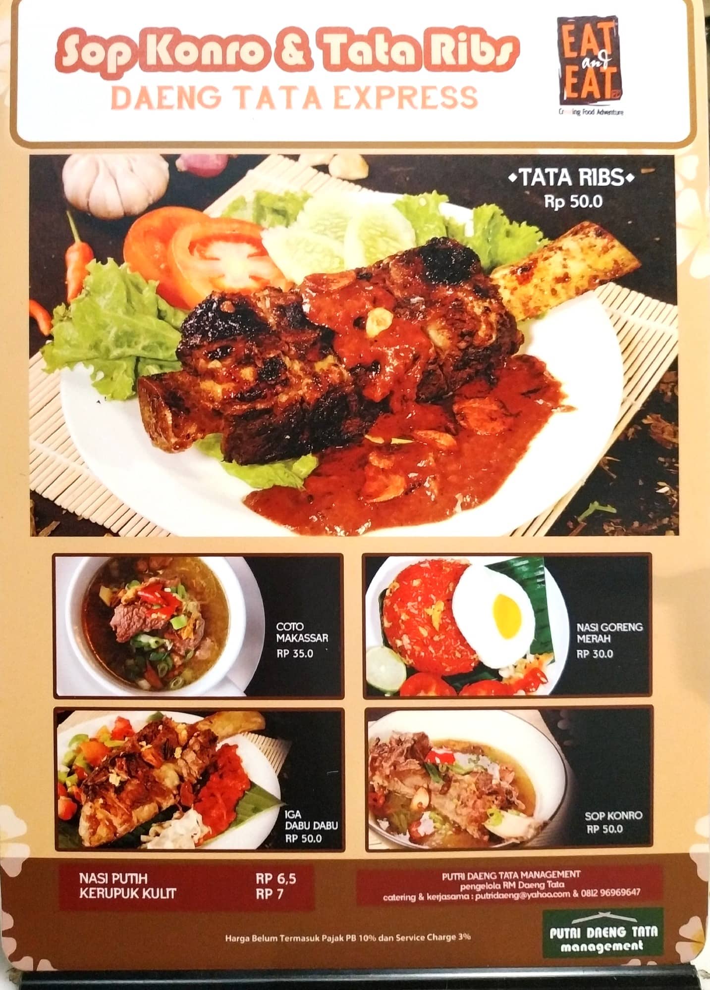 Carta de Sop Konro & Tata Ribs, Yakarta