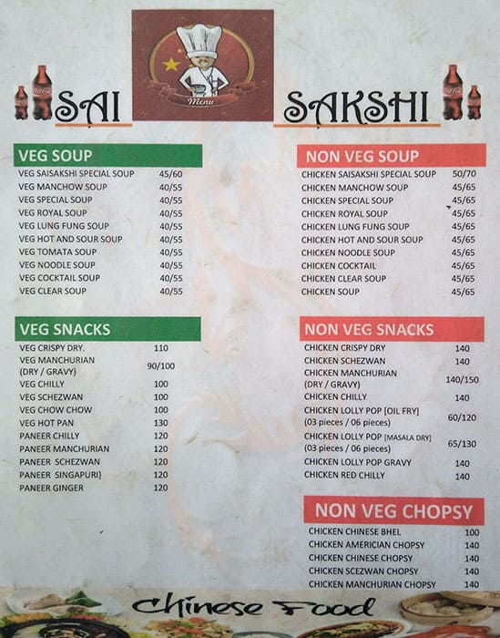 Menu at Sai Sakshi, Pune, JQX7+3HQ