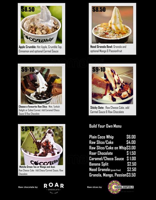 Menu at Whipped Freo, North Coogee