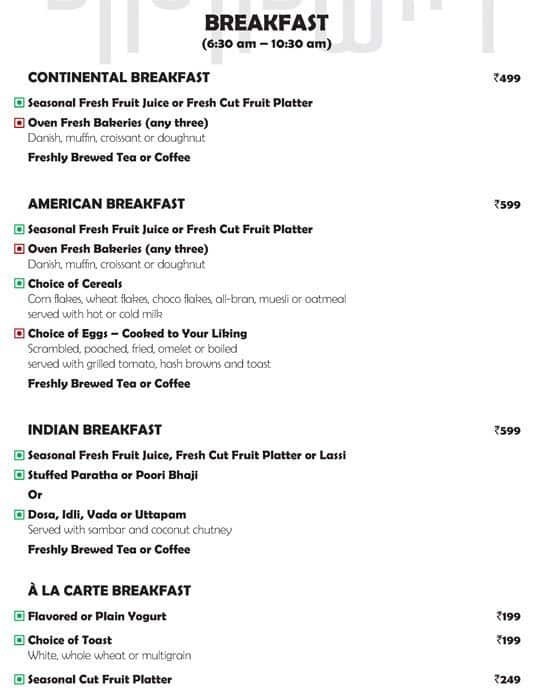 Broadway - Radisson Blu Menu, Menu for Broadway - Radisson Blu, NIT ...