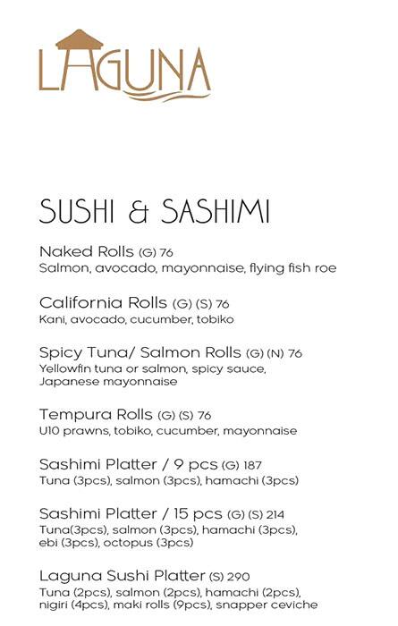 Menu at Laguna Lounge pub & bar, Dubai