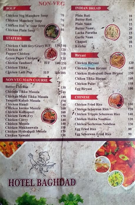 Menu at Hotel Bagdad Veg Non Veg Restaurant, Pune