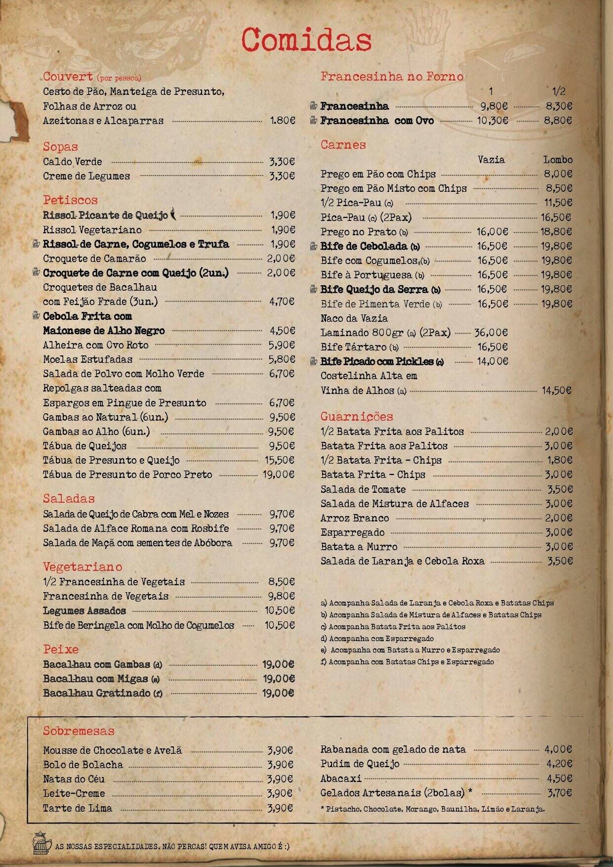 Menu em Brasão Foz Brewery restaurante, Porto