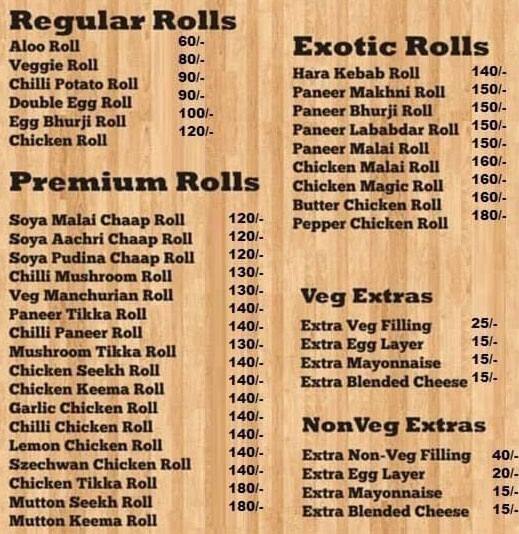Menu of Rolls Hub, Shahdara, Noida