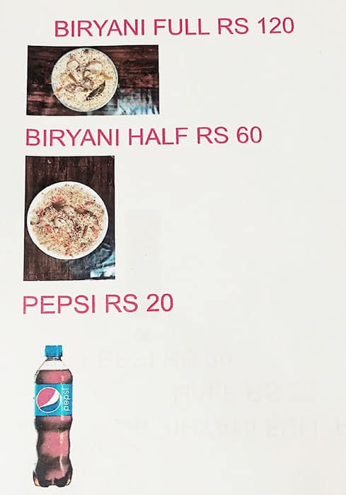 Menu of Muradabadi Chicken Biryani, Transport Nagar, Jammu