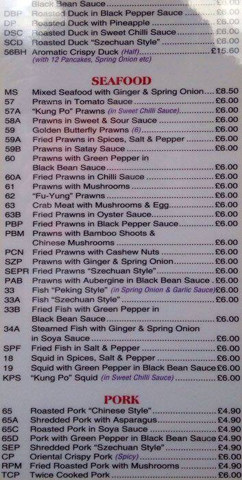 Menu at China Garden Express restaurant, Epsom