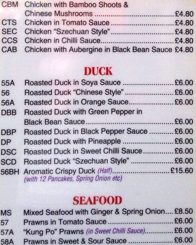 Menu at China Garden Express restaurant, Epsom